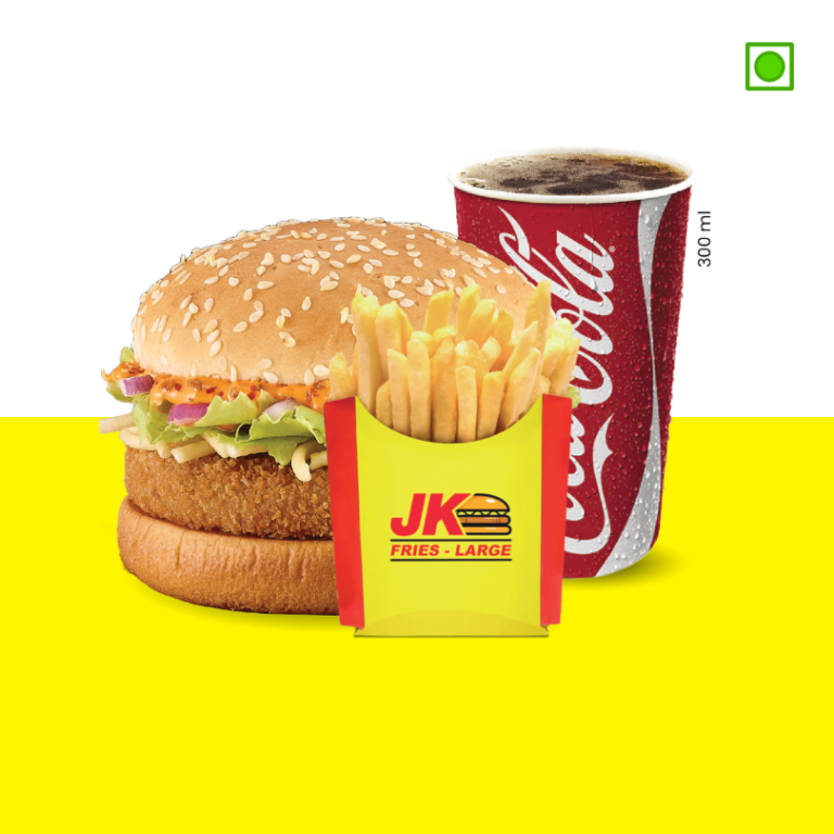 Schezwan Burger + Coke + Fries - Jumboking